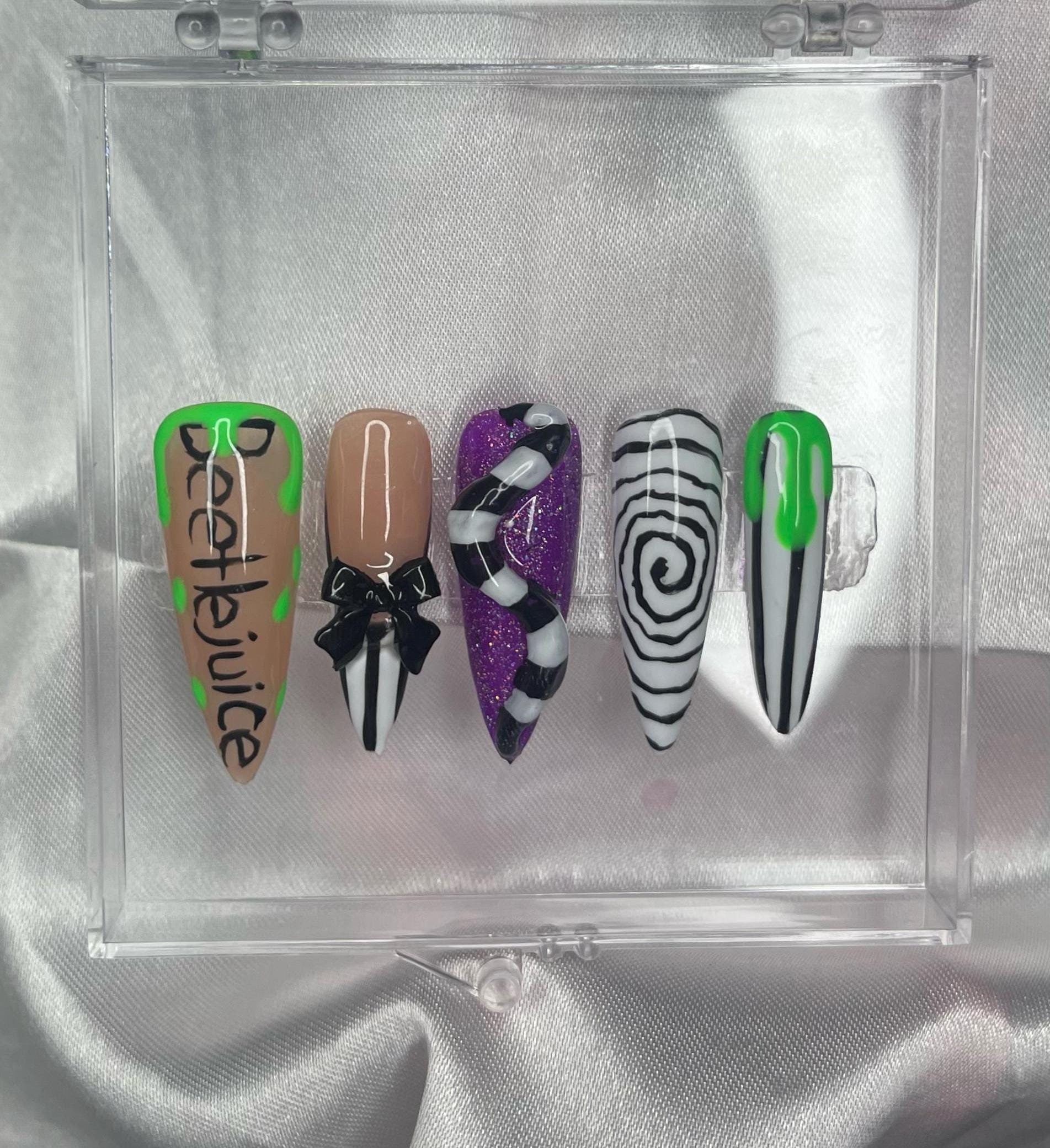 Beetlejuice Inspired Nails - Etsy