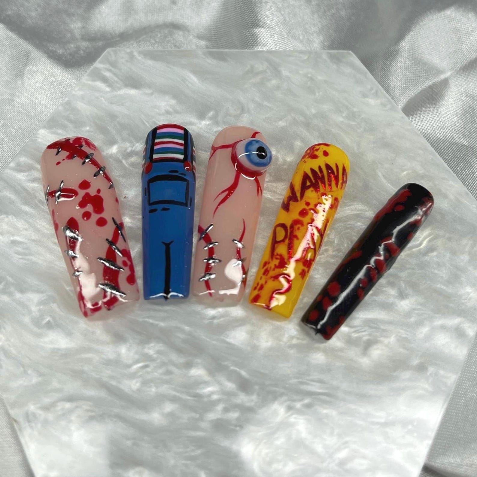 Halloween Inspired Chucky Nails - Etsy