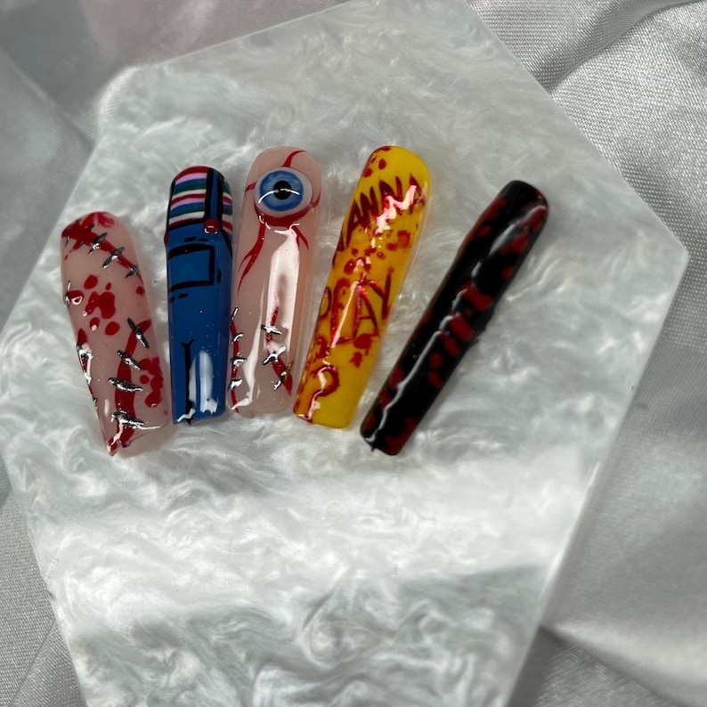 Halloween Inspired Chucky Nails - Etsy