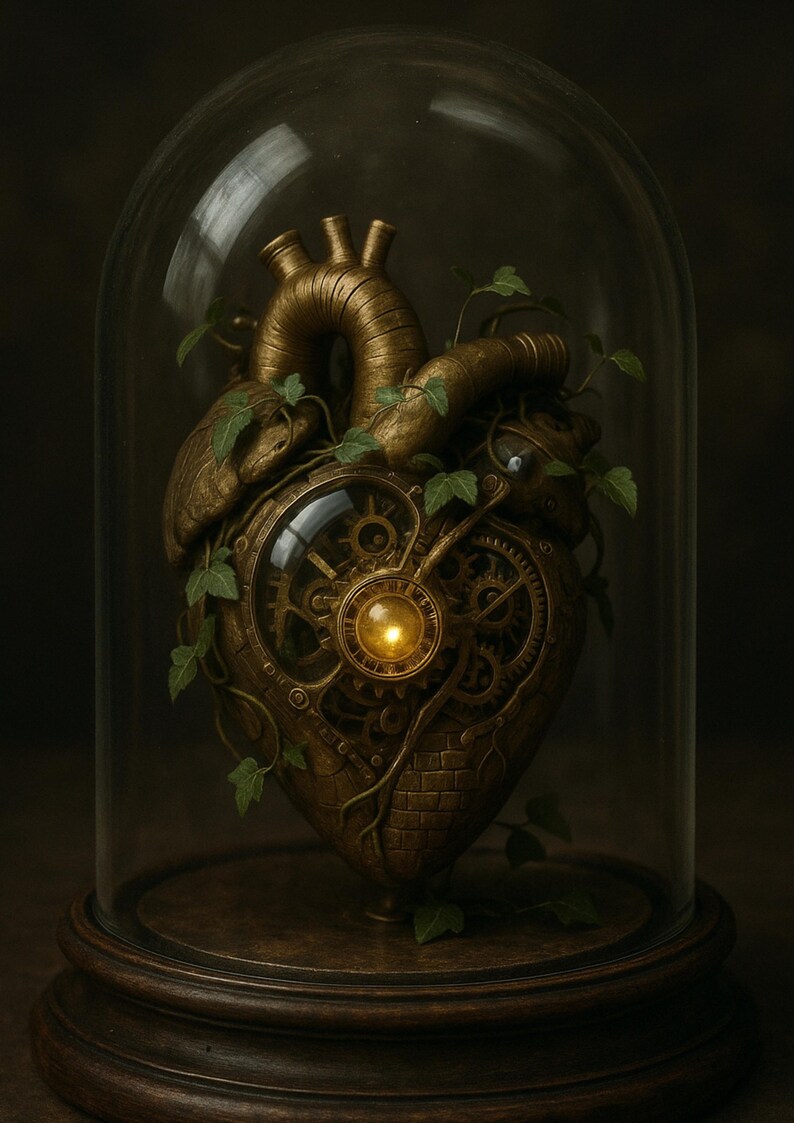 Steampunk Heart Relic – Dark Academia Mechanical Heart Digital Art ...
