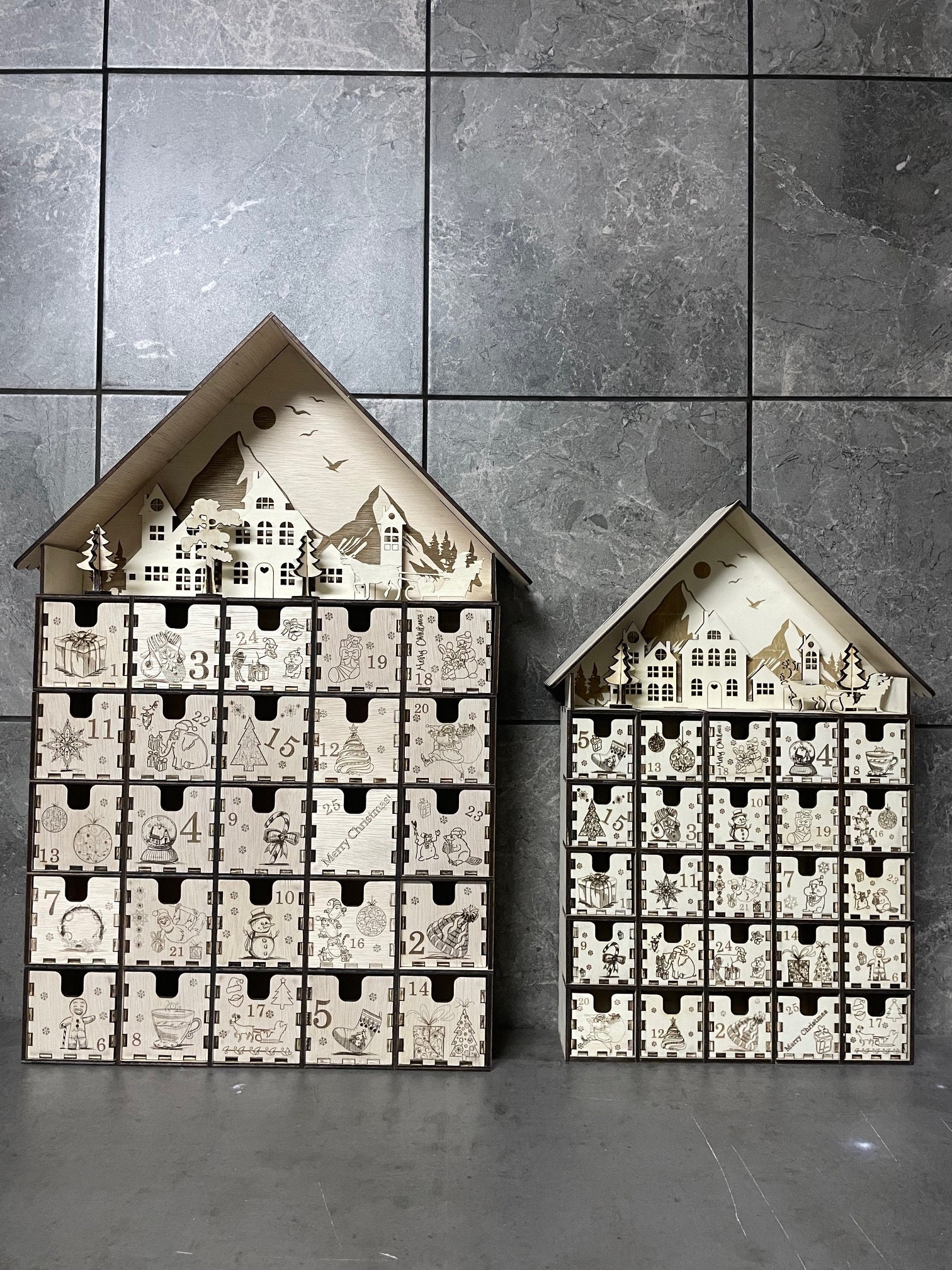 DXF File Design for Advent Calendar With 25 Small Gift Boxes - Etsy UK