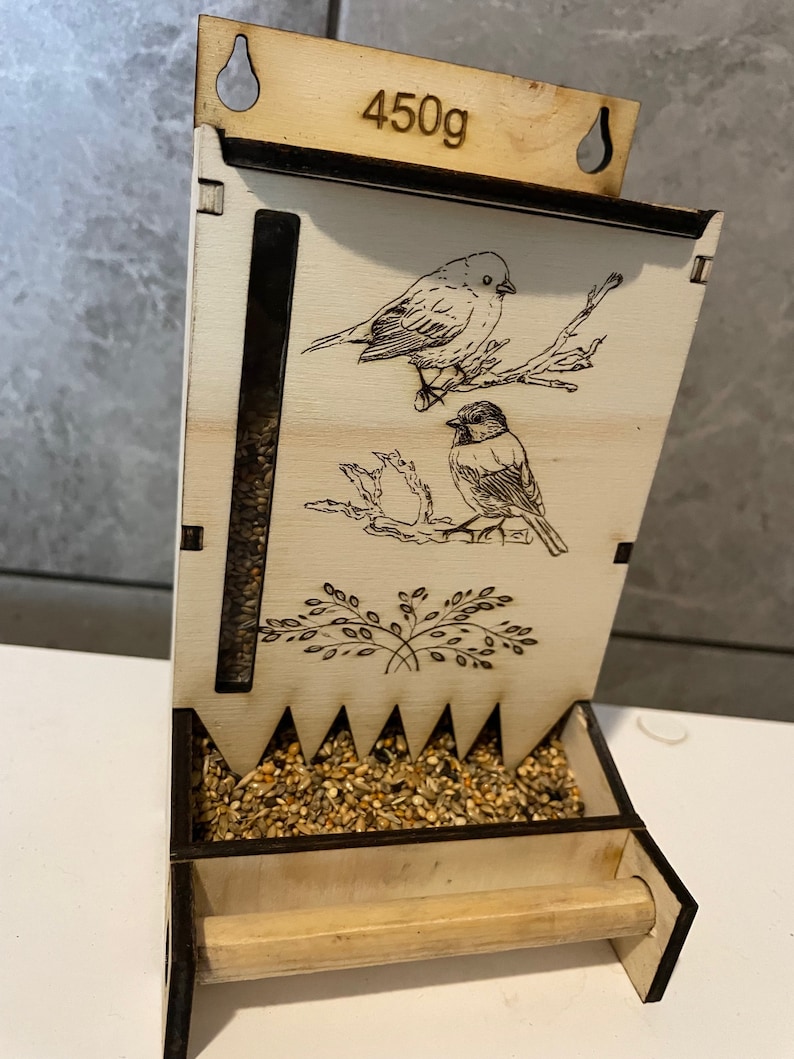 DXF Seed Feeder and Dispenser 450g 4mm Plywood Amadina Canary Zebra ...