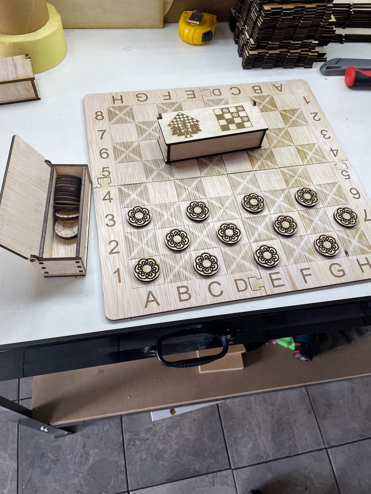 DIY Board Game Set: Checkers and Chess - Digital DXF File Included - Etsy