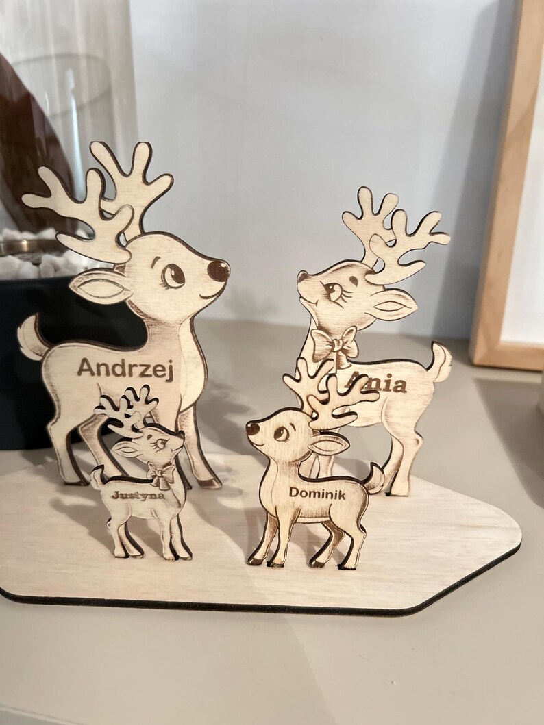 Reindeer Family With Names - Digital Cutting File DXF SVG Lightburn ...
