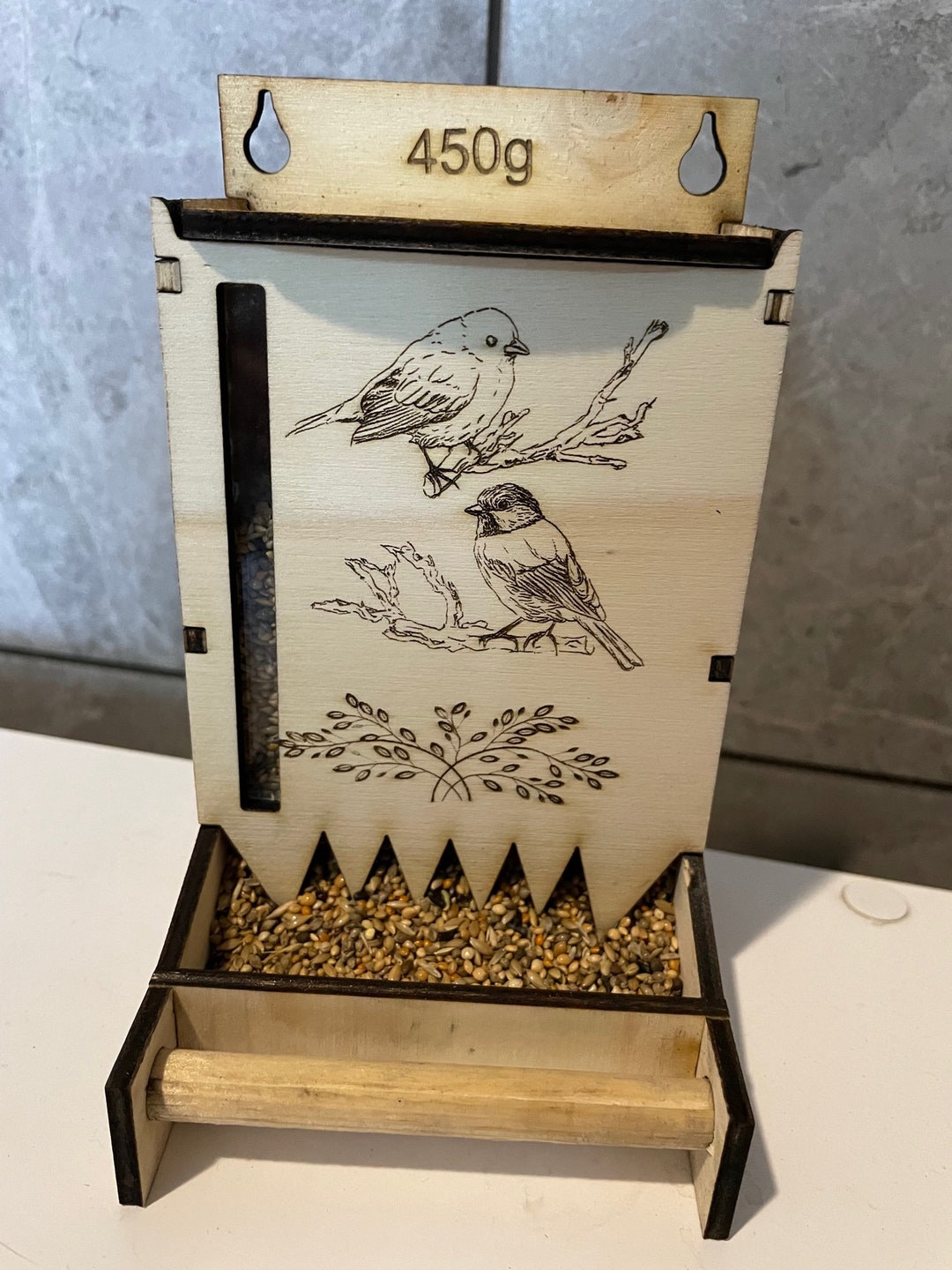 DXF Seed Feeder and Dispenser 450g 4mm Plywood Amadina Canary Zebra ...