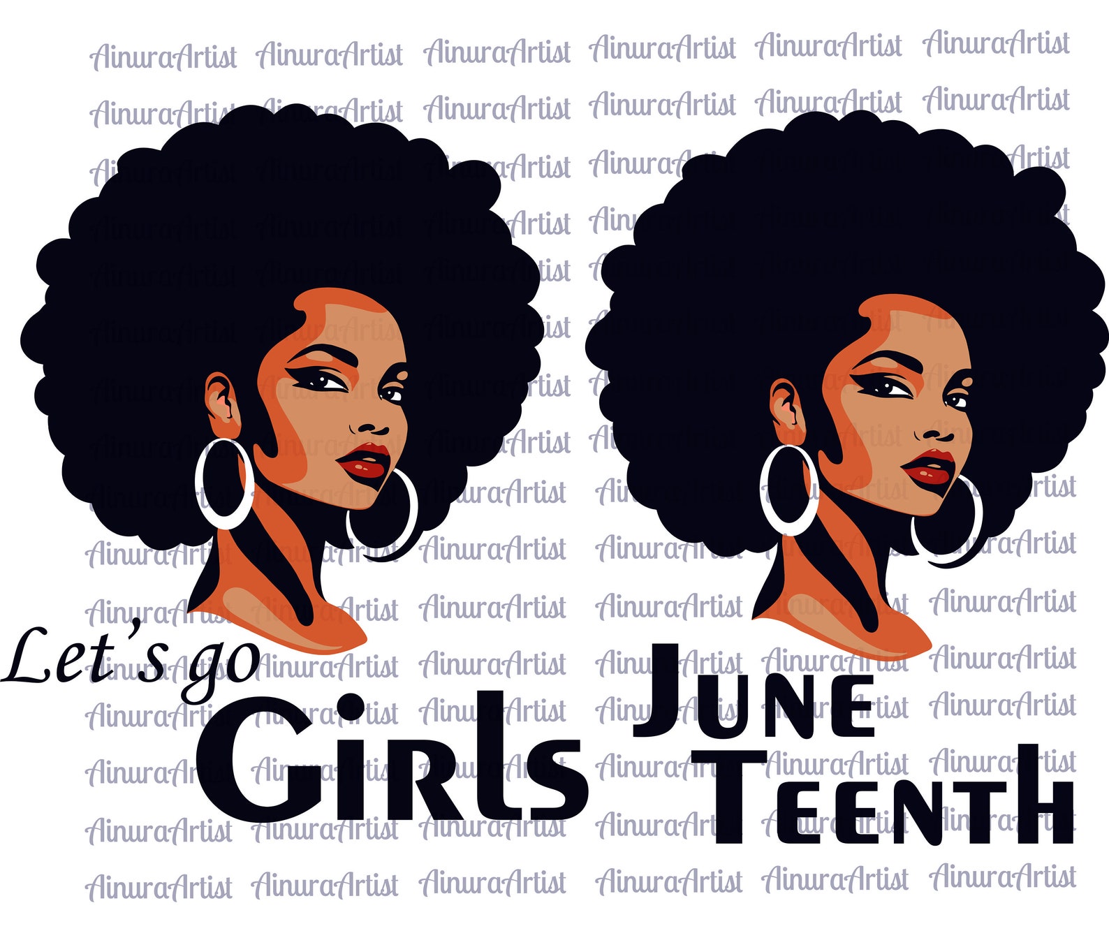 Lets Go Girls Svg, Juneteenth Svg, Afro Girl Svg, Afro Queen Svg, Afro ...