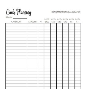 Cash Stuffing Budget Worksheets Minimal Digital Download - Etsy