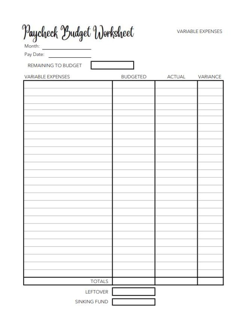 Budget Worksheets Minimal Digital Download - Etsy