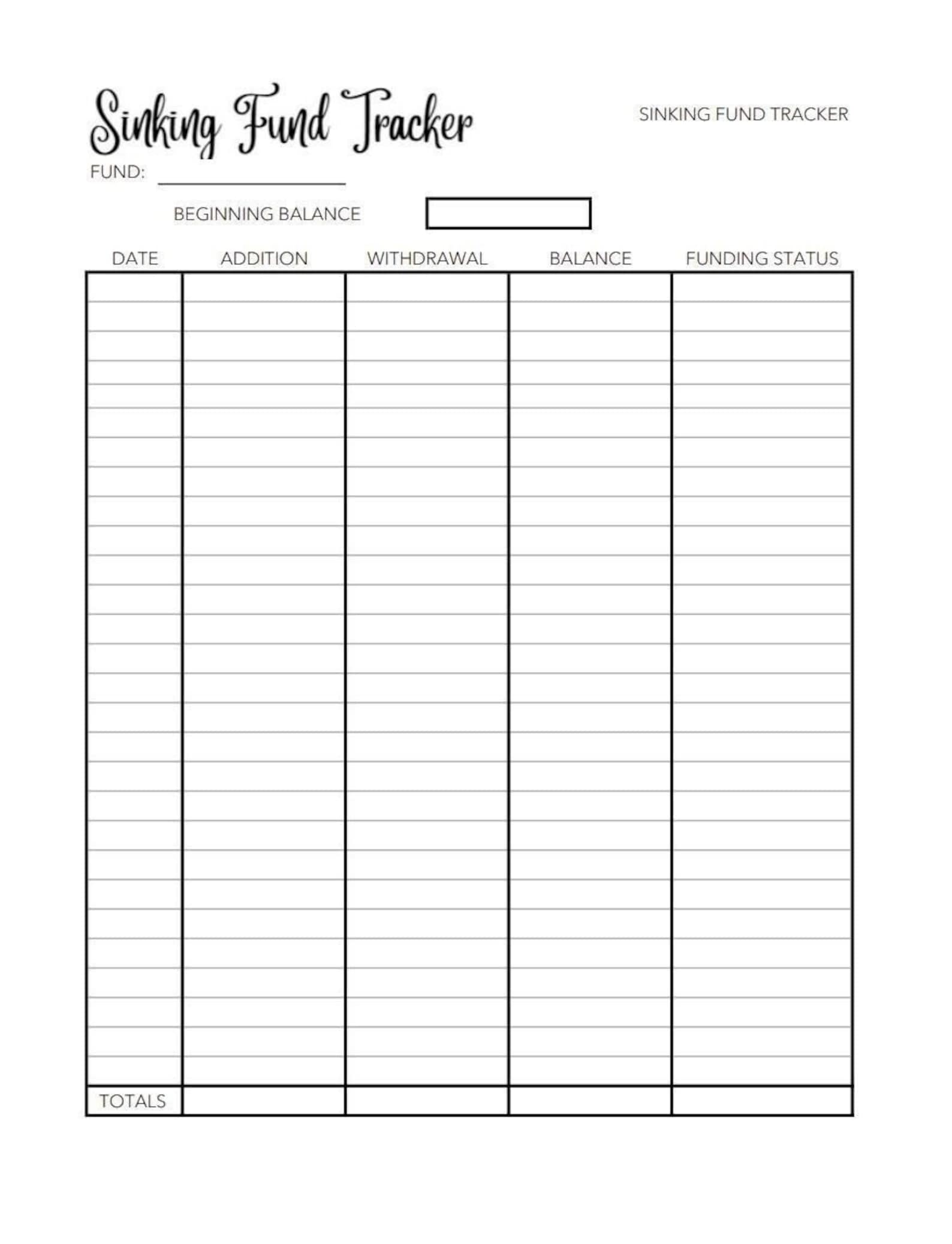 Sinking Fund Tracker Worksheet Minimal Digital Download - Etsy
