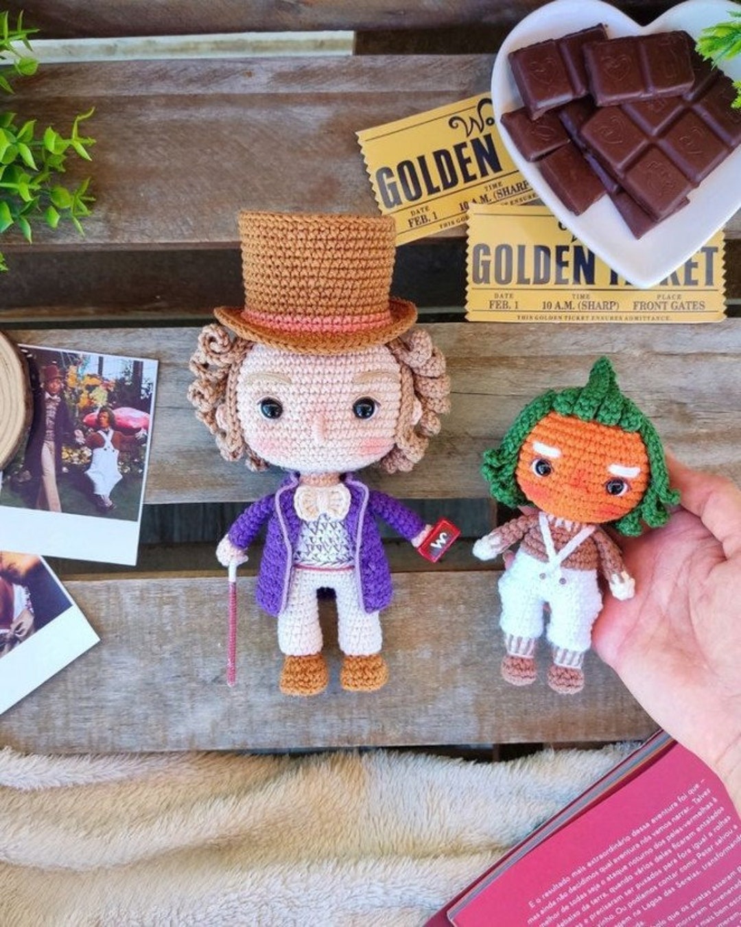 Crochet Willy Wonka and Oompa Lumpa Doll, Crochet Willy Wonka Plush ...