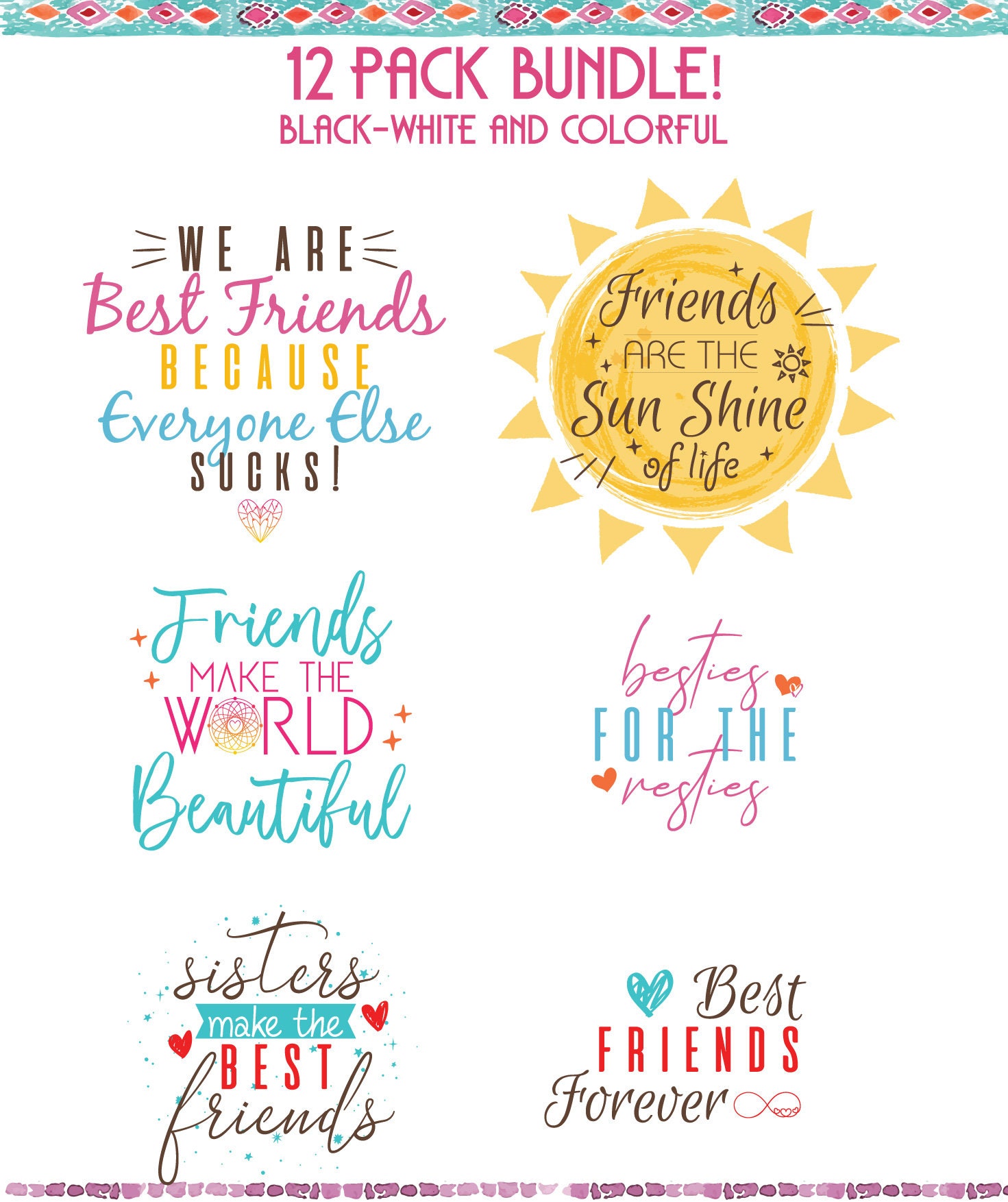 Paquete Svg de amistad Amigos Svg Png AI Pdf Mejores amigos - Etsy México