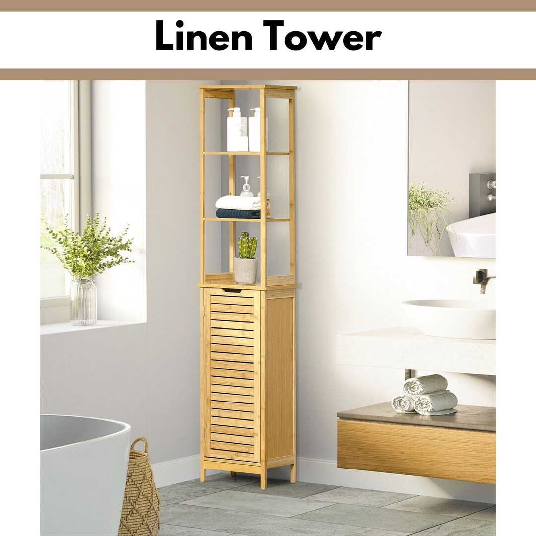 Freestanding Linen Cabinet Wood Linen Cabinet Modern Linen - Etsy