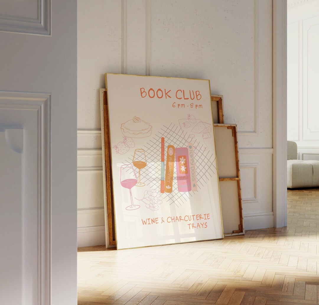 Retro Aesthetic Artwork Cooking Gift Book Lovers Gift Pink Book Club A2 ...