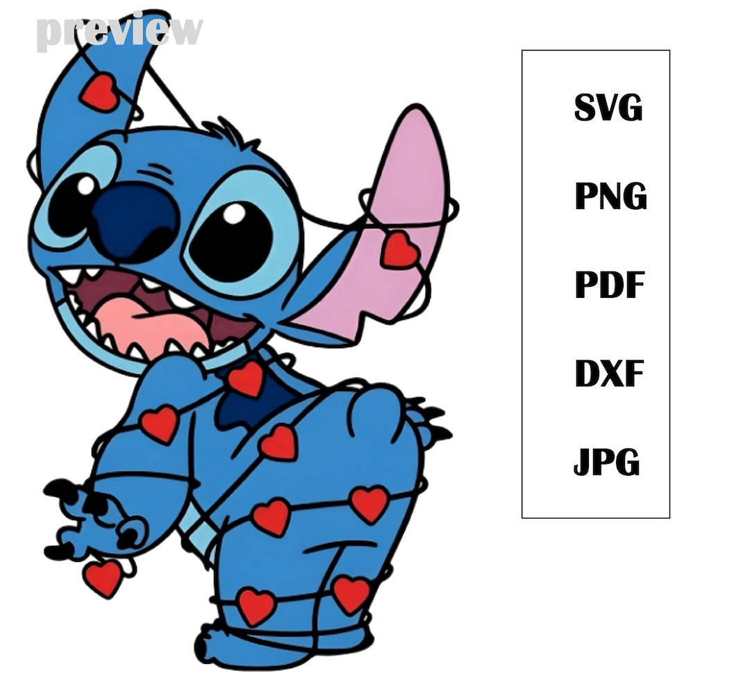 Stitch Valentines Svg, Valentines Day Svg, Stitch in Love Svg, Stitch ...