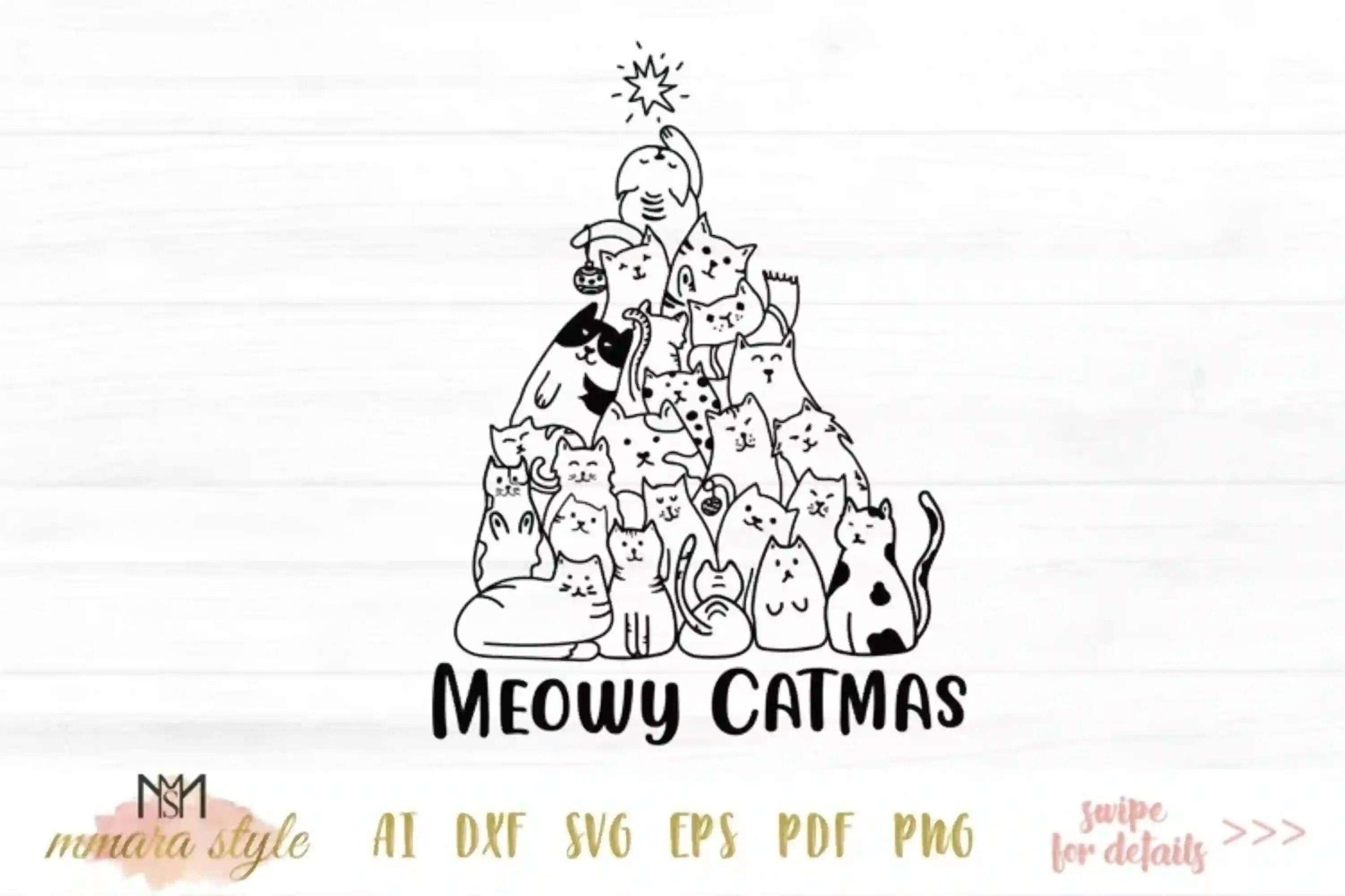 Meowy Catmas SVG, PNG, DXF Meowy Christmas Svg, Catmas Svg - Etsy