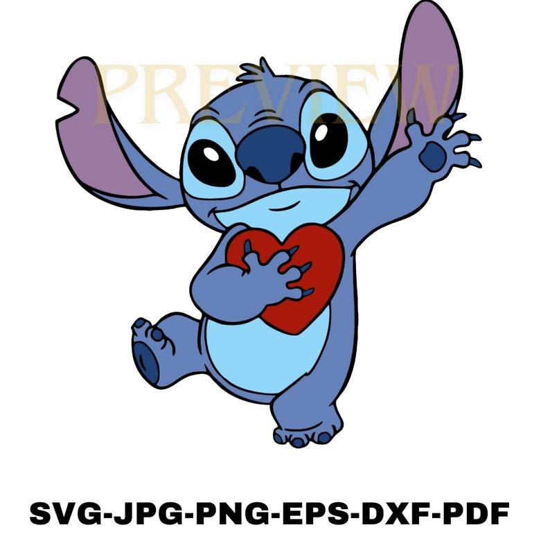 Stitch in Love Svg, Heart Svg, Valentines Day - Etsy