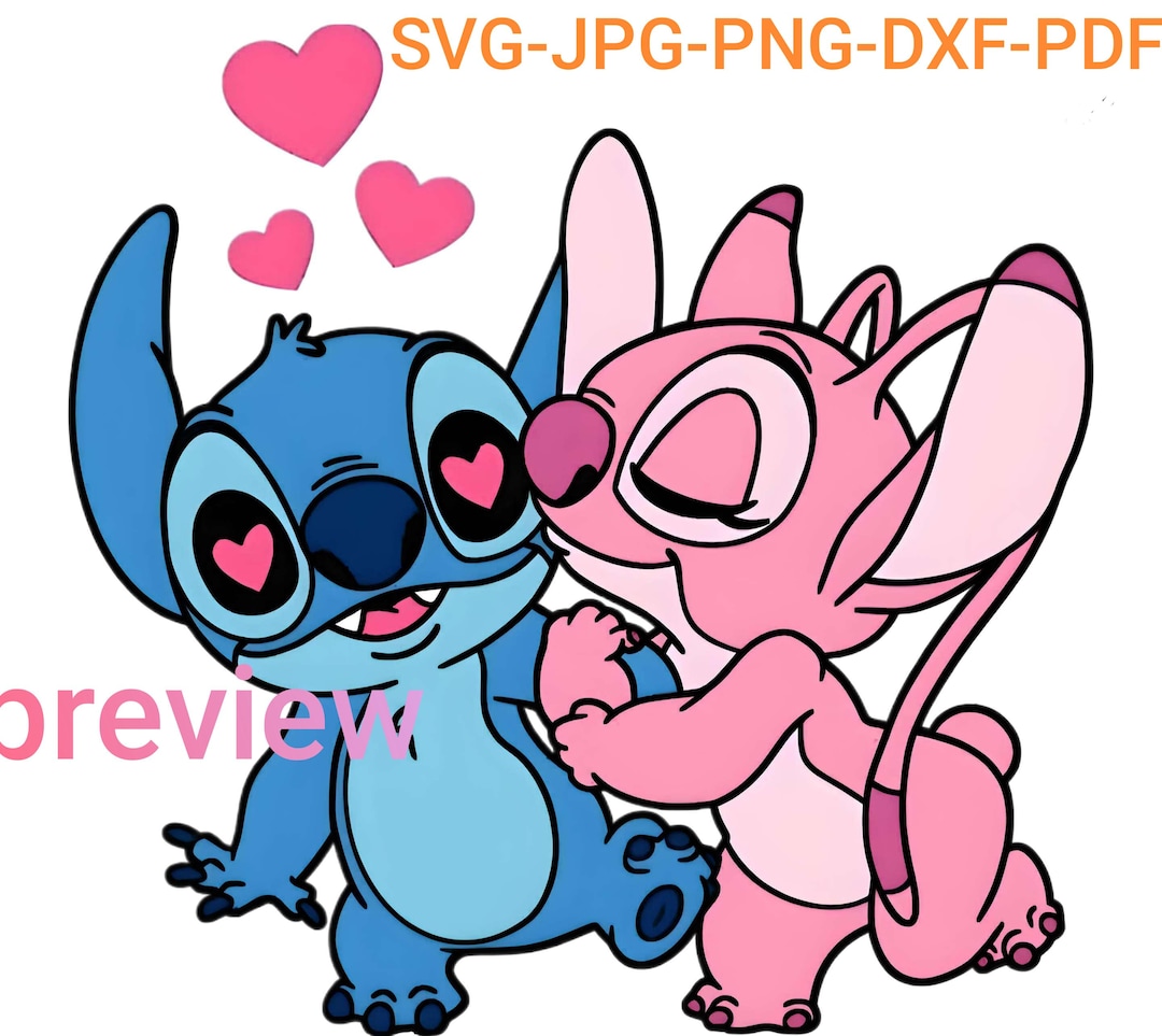 Stitch in Love Svg, Stitch Couple Svg, Angel Svg, Stitch Angel Svg - Etsy