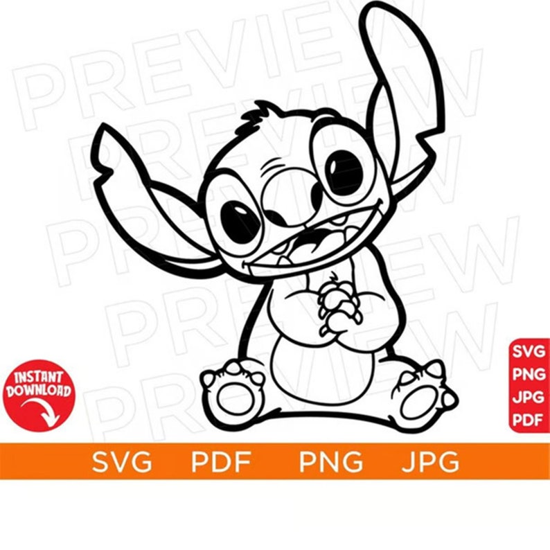 Stitch Svg, Stitch Outline Svg, Stitch , Stitch Silhouette Svg, Lilo ...