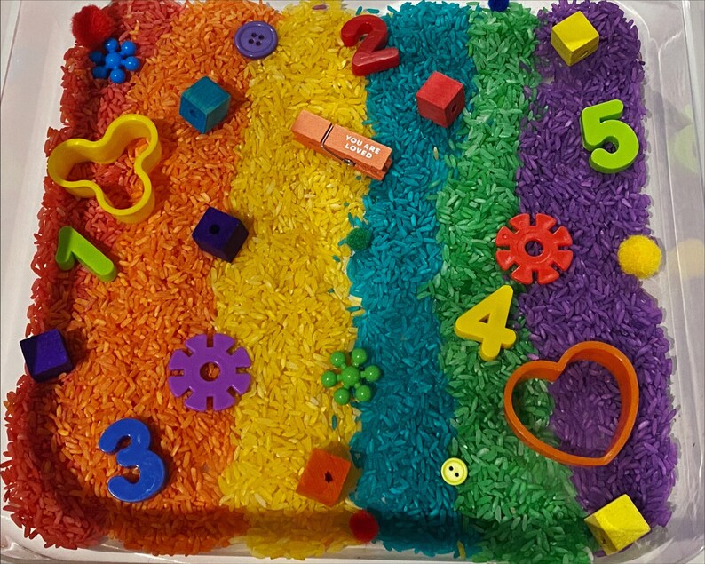Rainbow Sensory Bin/ Colors and Numbers Sensory Bin - Etsy