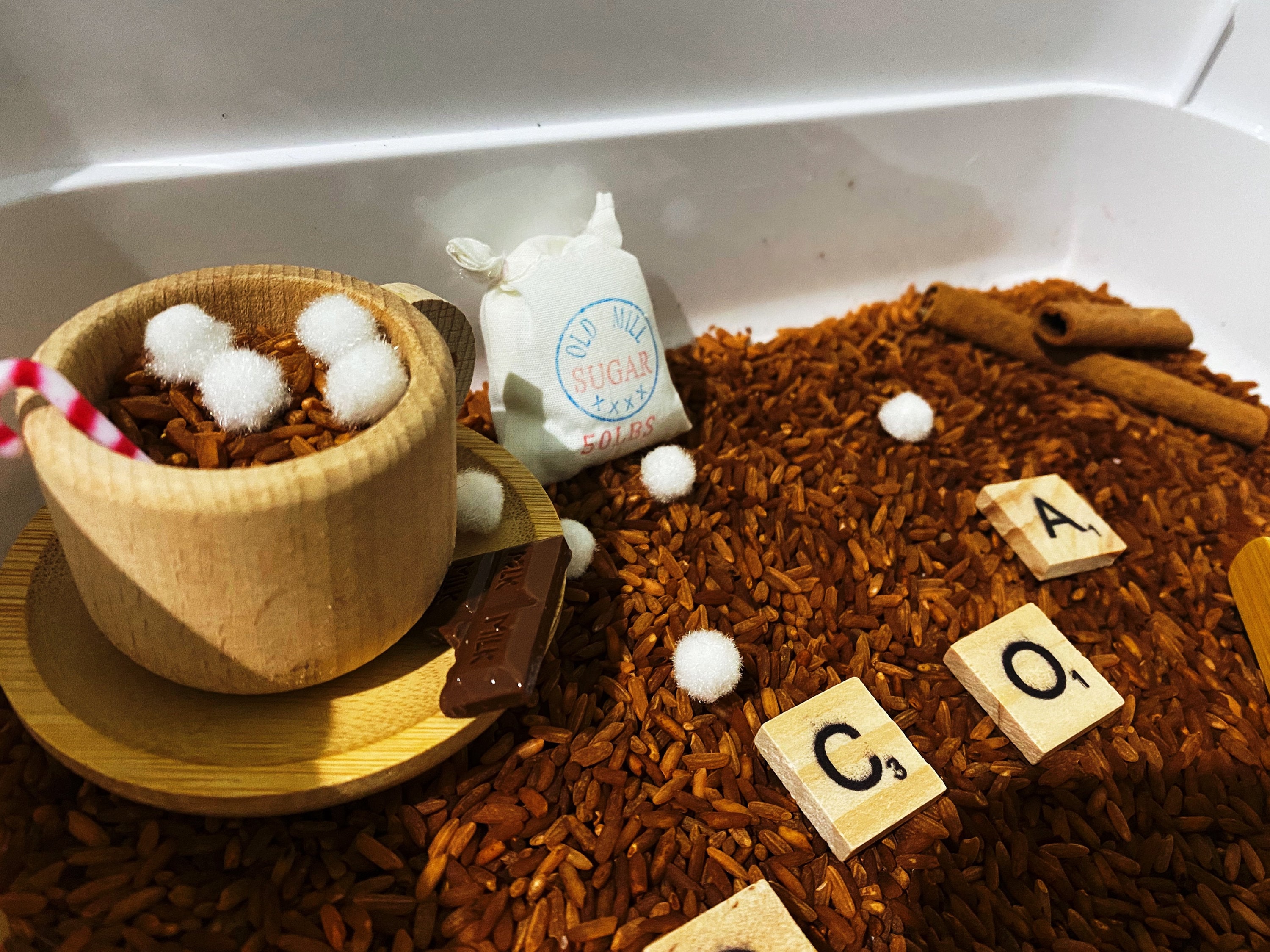 Hot Cocoa Sensory Bin/ Winter Time Sensory Play / Kids Fall and Winter ...