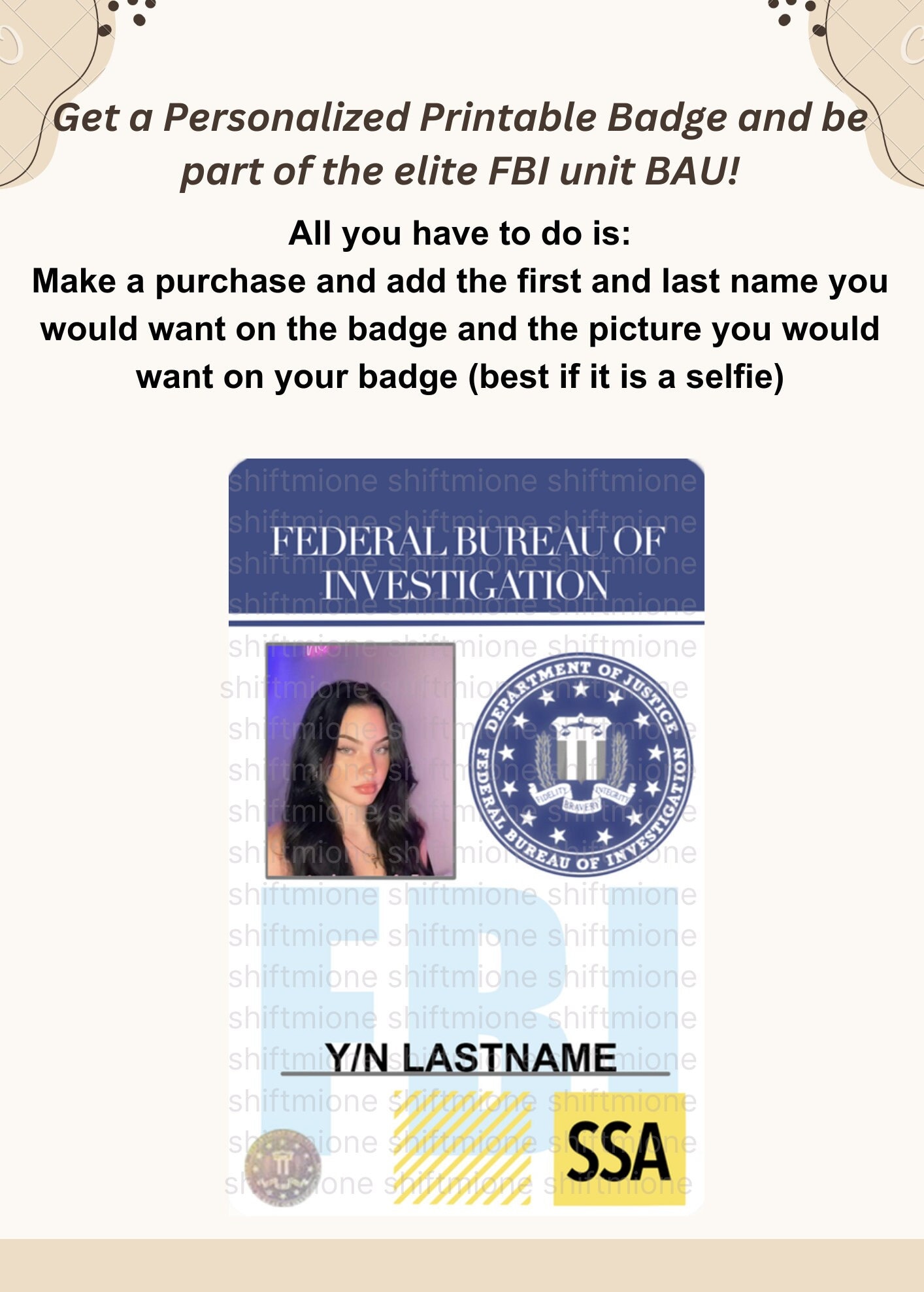 Criminal Minds BAU FBI ID Badge Printable Custom Made - Etsy