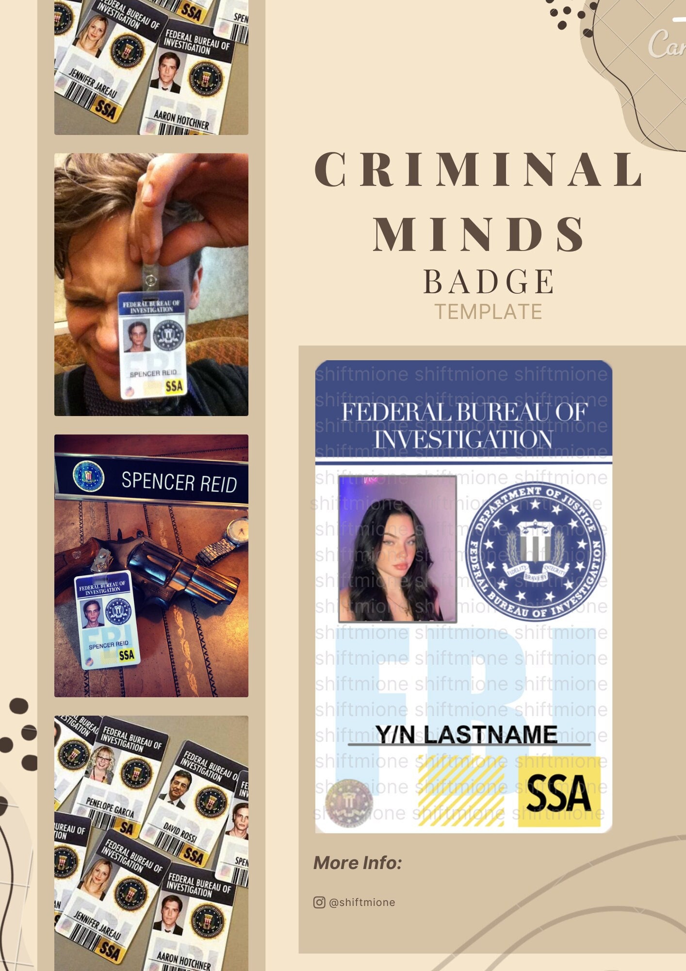 Criminal Minds BAU FBI ID Badge Printable Custom Made - Etsy