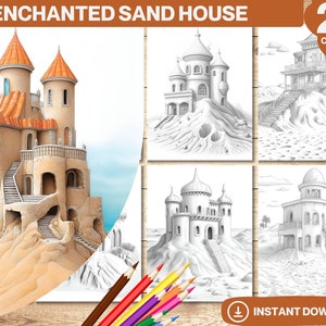 Enchanted Sand House Coloring Book | Adults Kids Coloring Pages ...