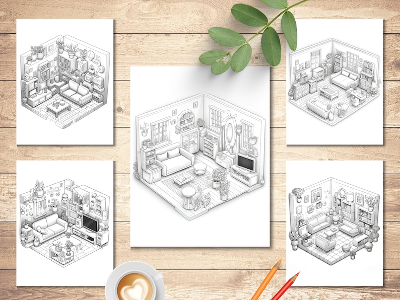 Enchanted Mini House Coloring Book: Grayscale Treehouse (printable PDF ...