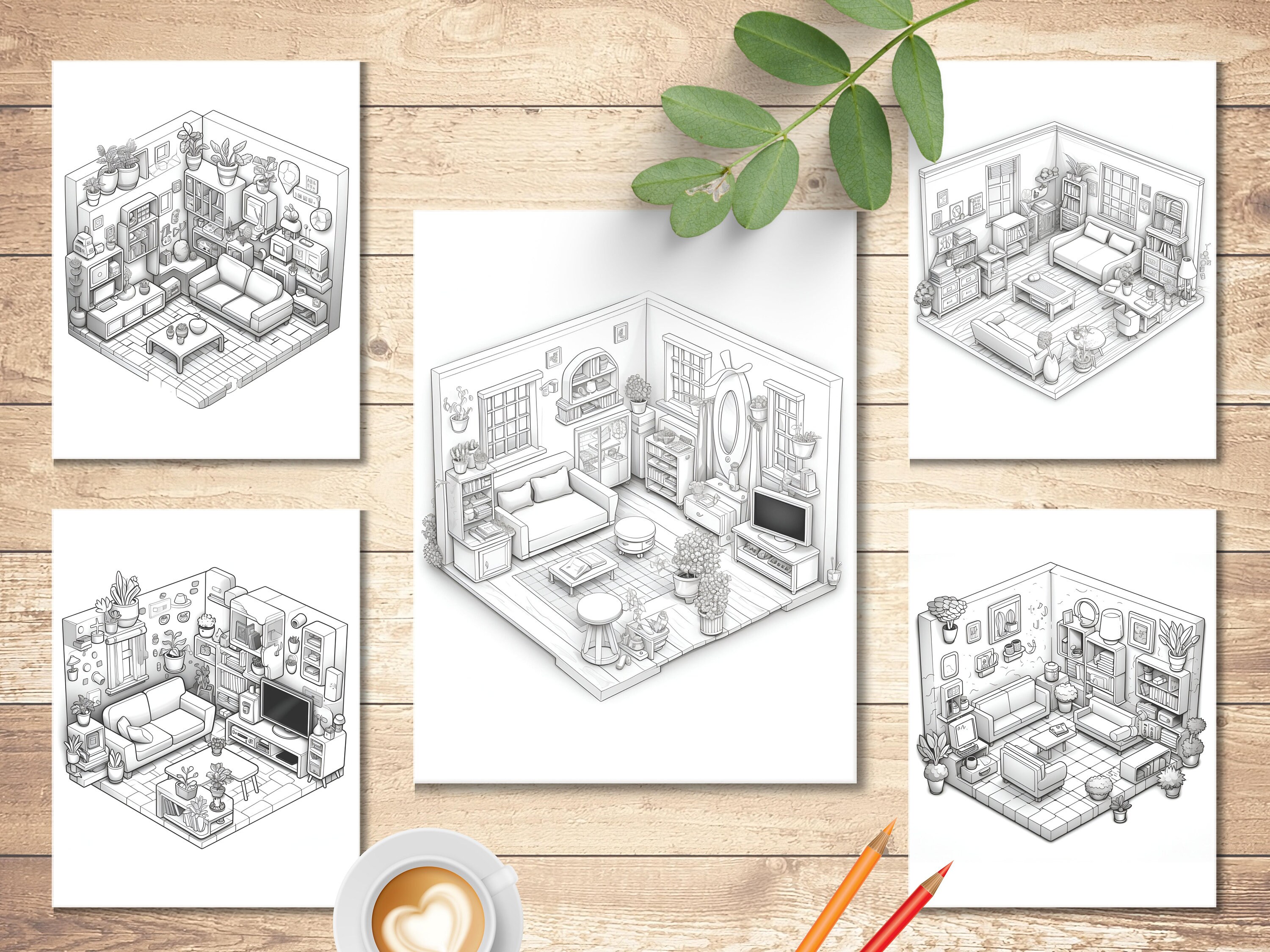 Enchanted Mini House Coloring Book: Grayscale Treehouse (printable PDF ...
