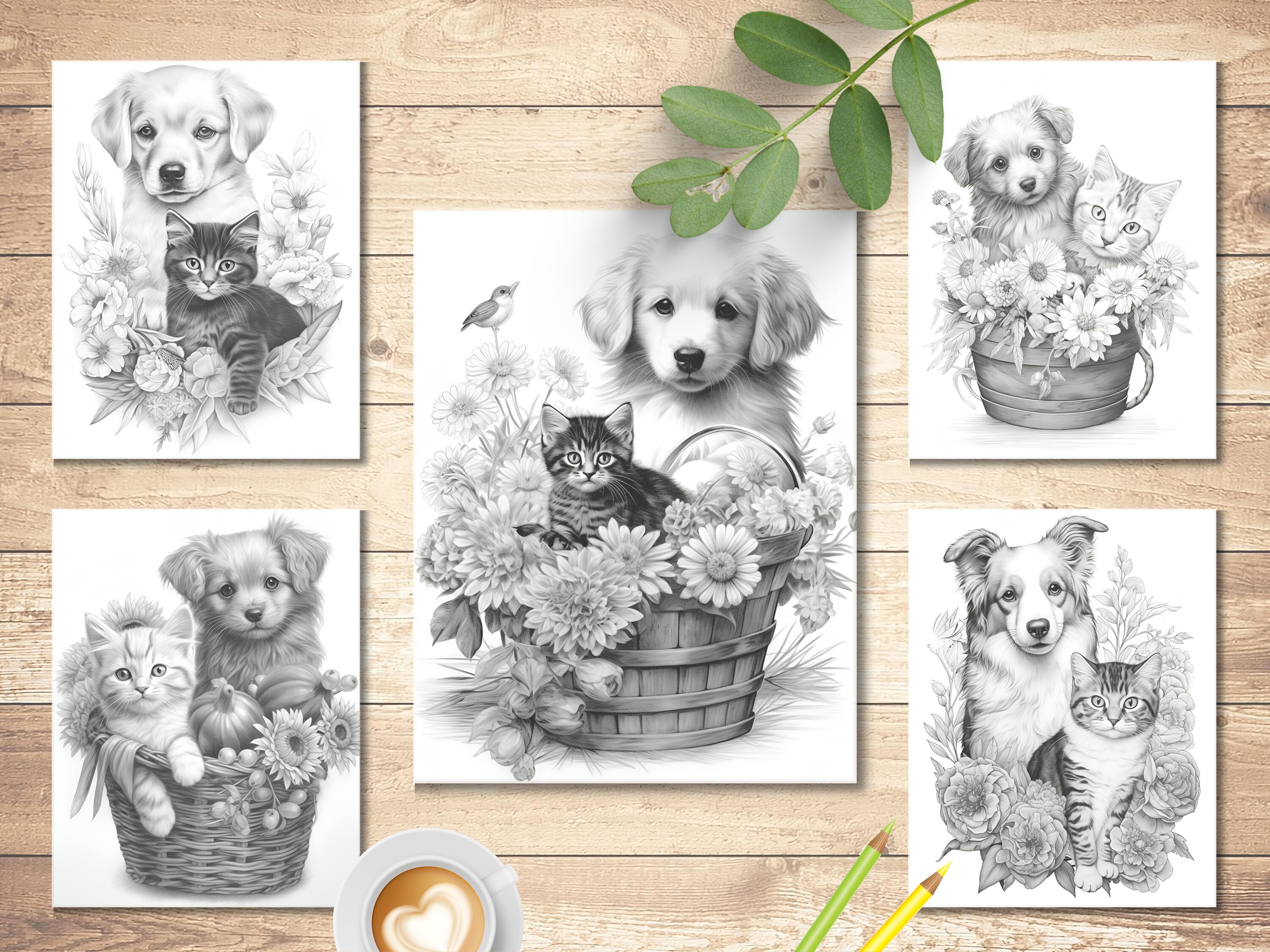 Cute Cats and Dogs Coloring Book Printable Pages Digital - Etsy