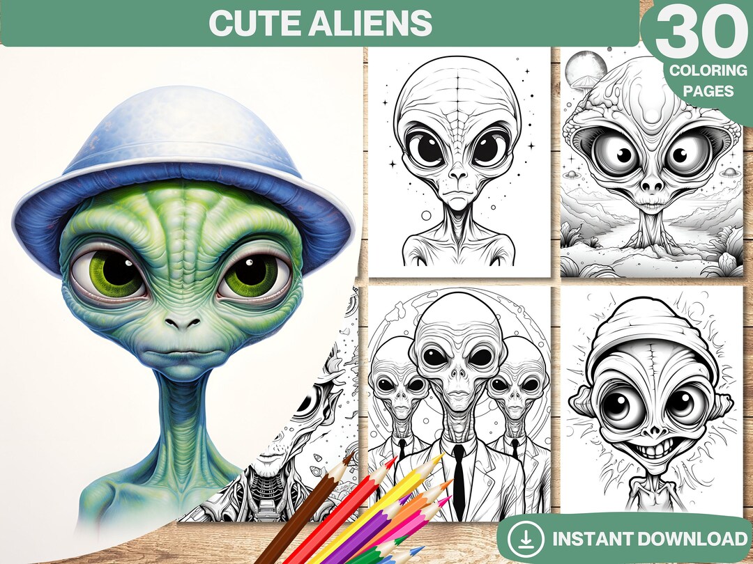 Cute Aliens Coloring Book | Adults and Kids Colouring Books | Instant ...