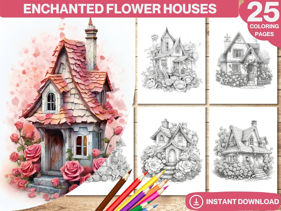 Enchanted Flower Houses Coloring Book | | Printable Rose Coloring Pages ...