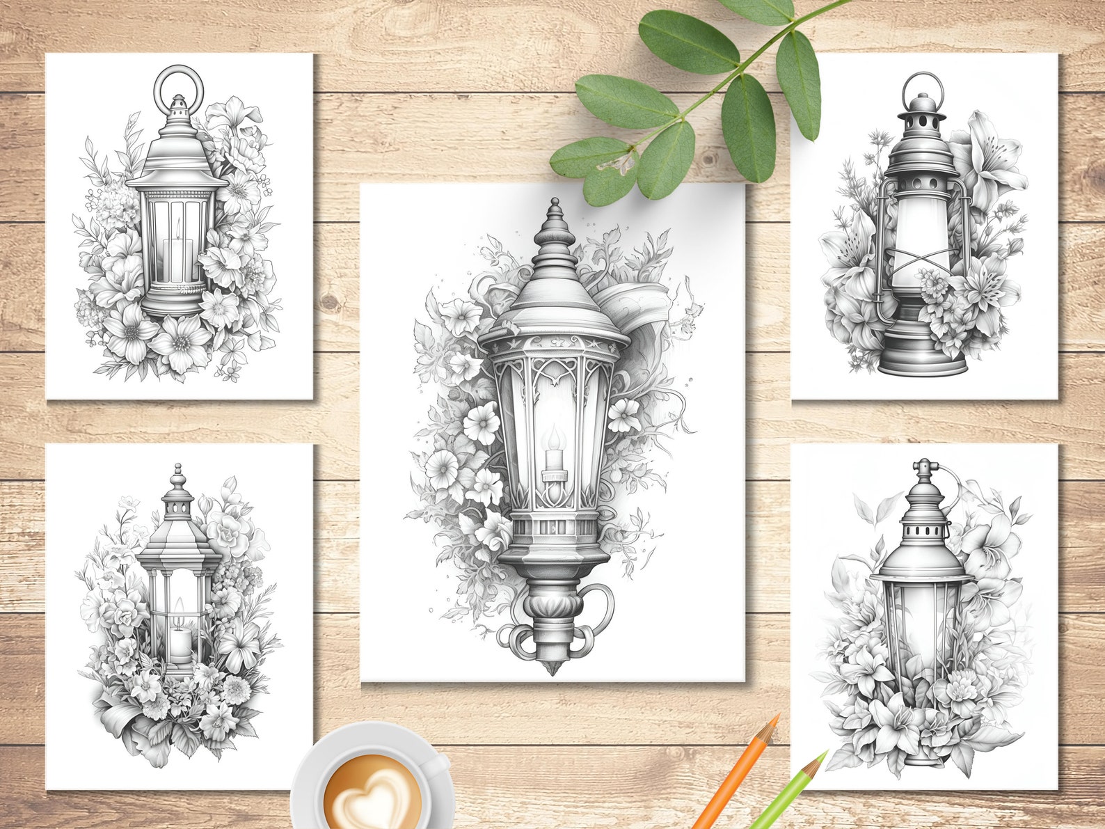 Cottage Flowers Lantern Coloring Book Adults and Kids - Etsy