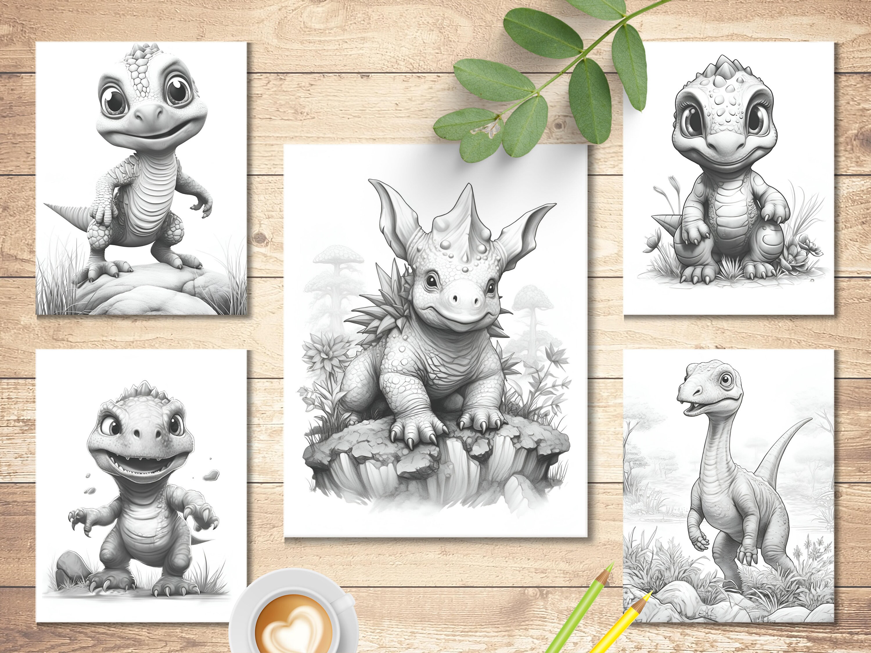 Cute Baby Dinosaur Coloring Book Pages for Kids & Adults - Etsy