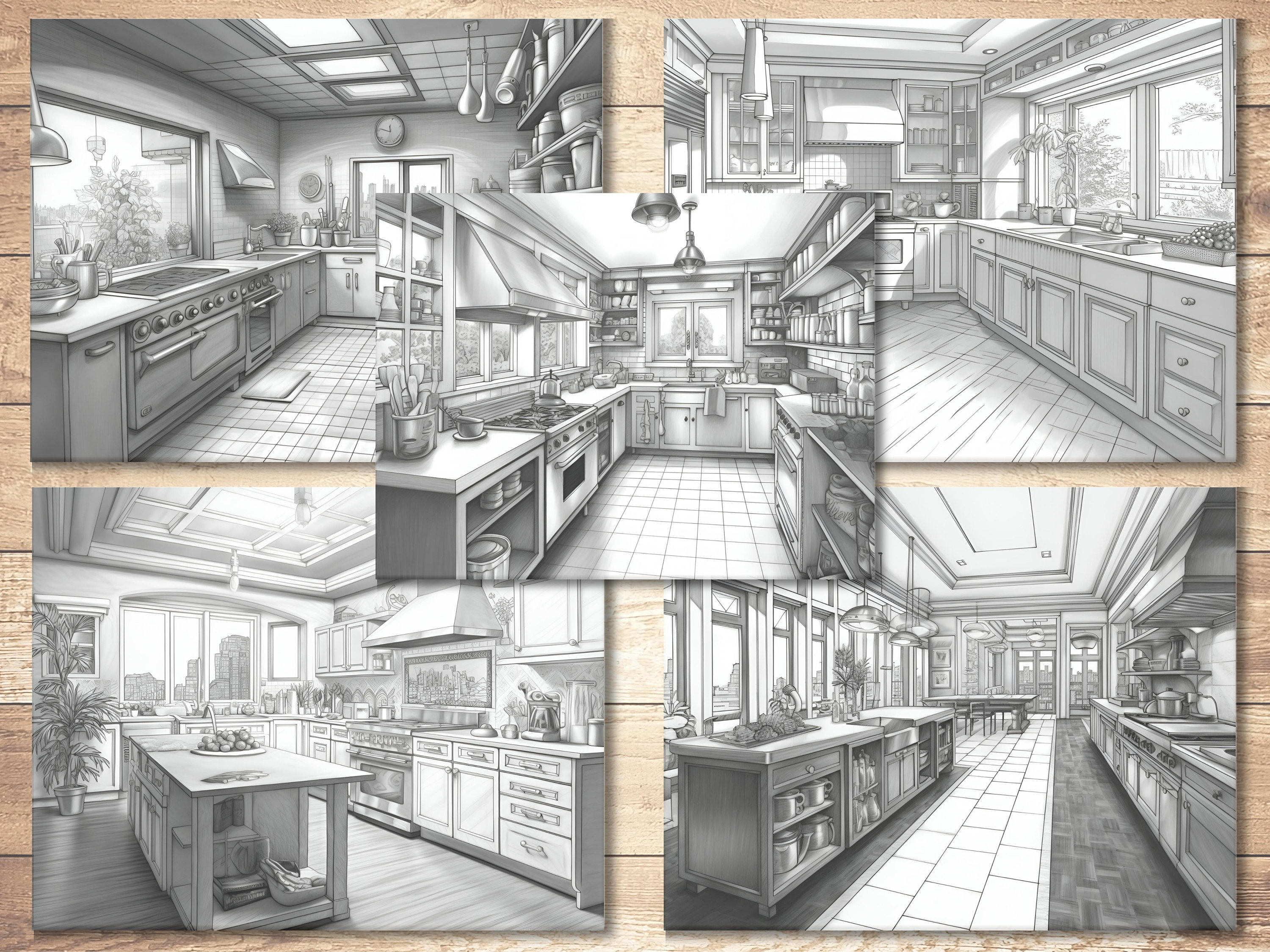 Chef's Kitchen House Interior 2 Coloring Book Printable - Etsy