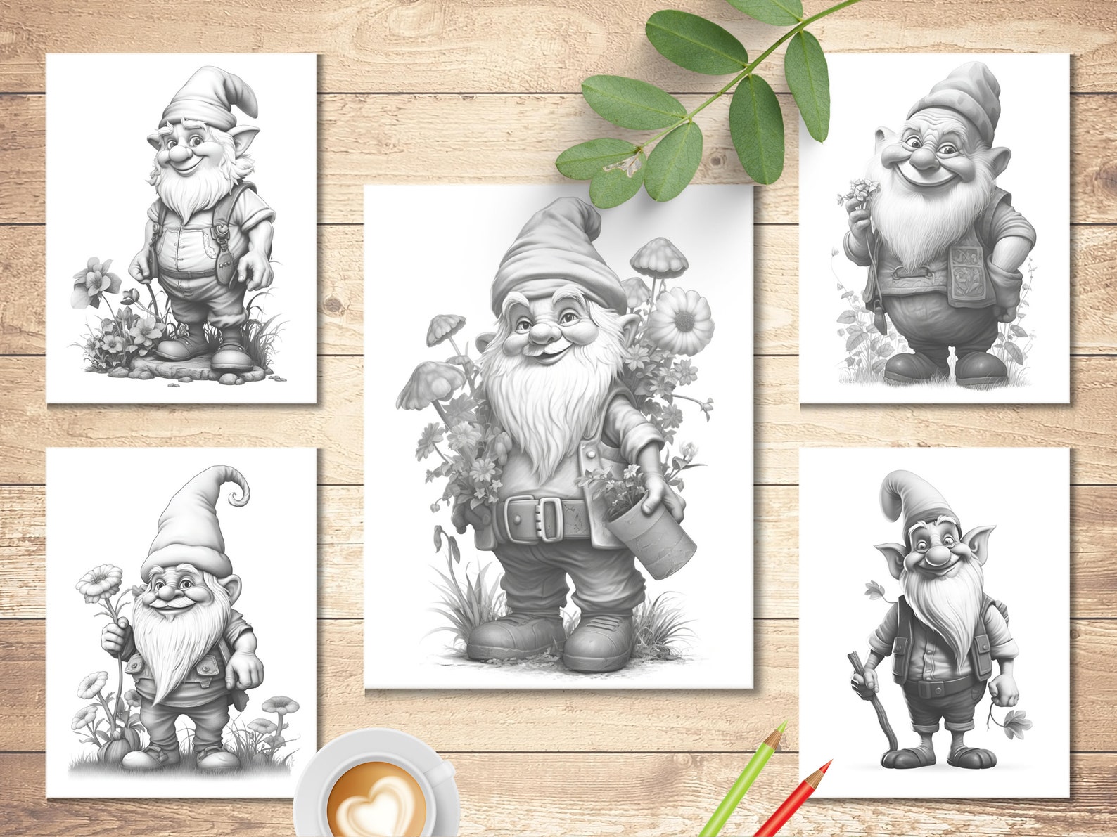 30 Garden Gnomes Coloring Book Fantasy Gnome Coloring Pages - Etsy