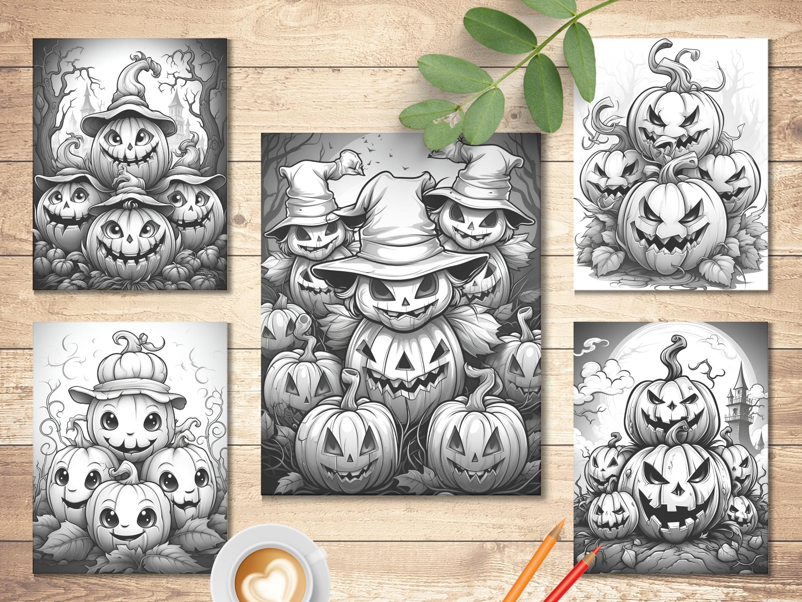 Halloween Pumpkin Coloring Book | 30 Printable Pages (PDF - Etsy