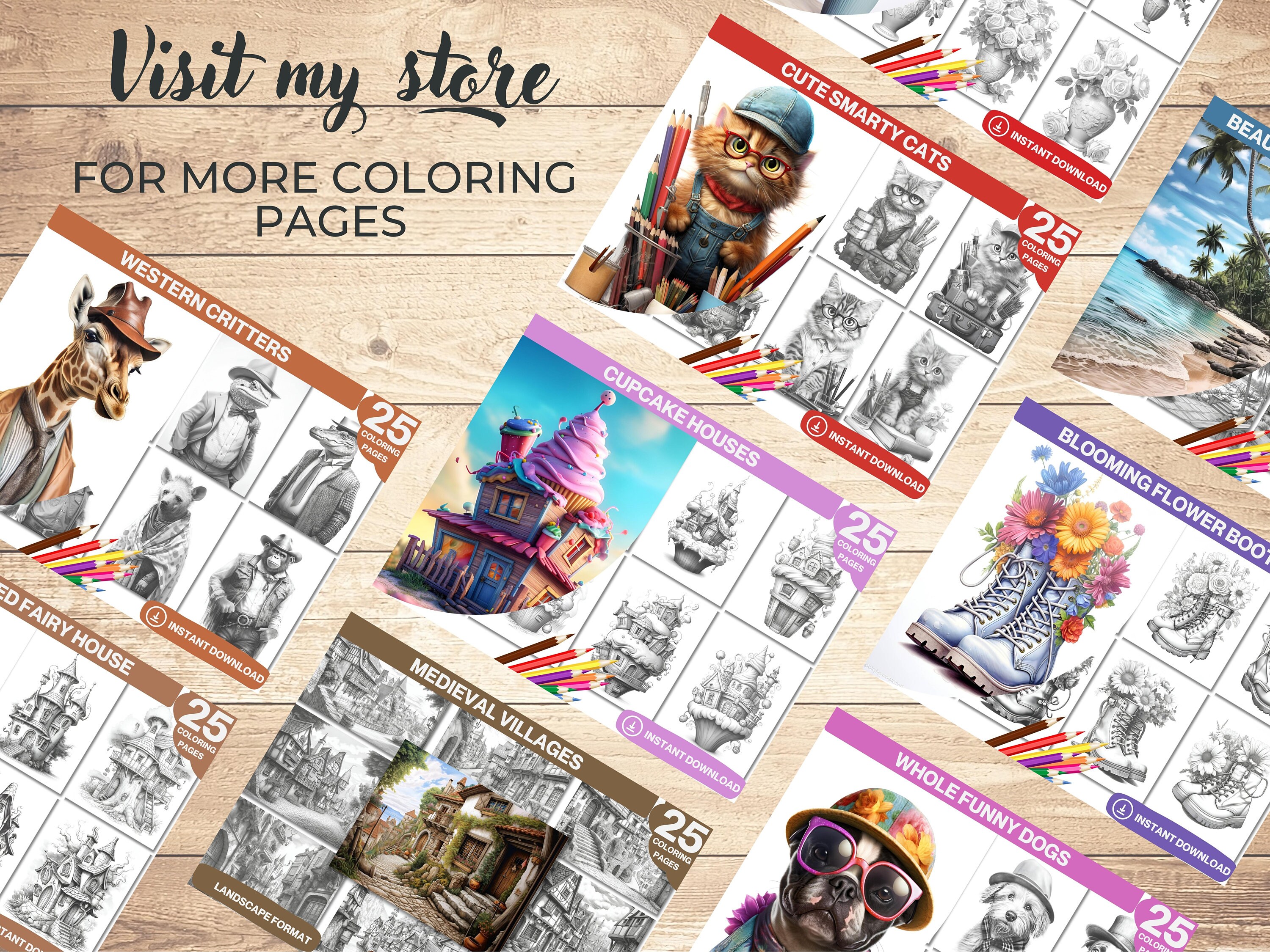 Enchanted Library Coloring Book Adults Coloring Pages - Etsy