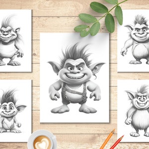 30 Fantasy Cute Troll Coloring Book, Printable Adult Kids Coloring Page ...