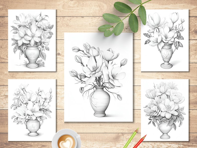 Bunch of Magnolias Coloring Book Flower Coloring Page for - Etsy