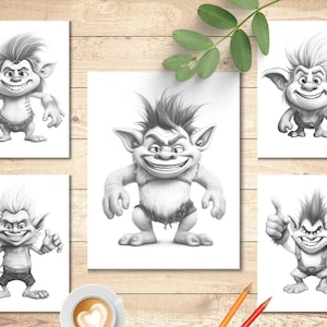 30 Fantasy Cute Troll Coloring Book, Printable Adult Kids Coloring Page ...