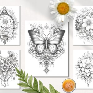 50 Jewelry Floral Coloring Book of Trinkets & Treasures, Flowers ...