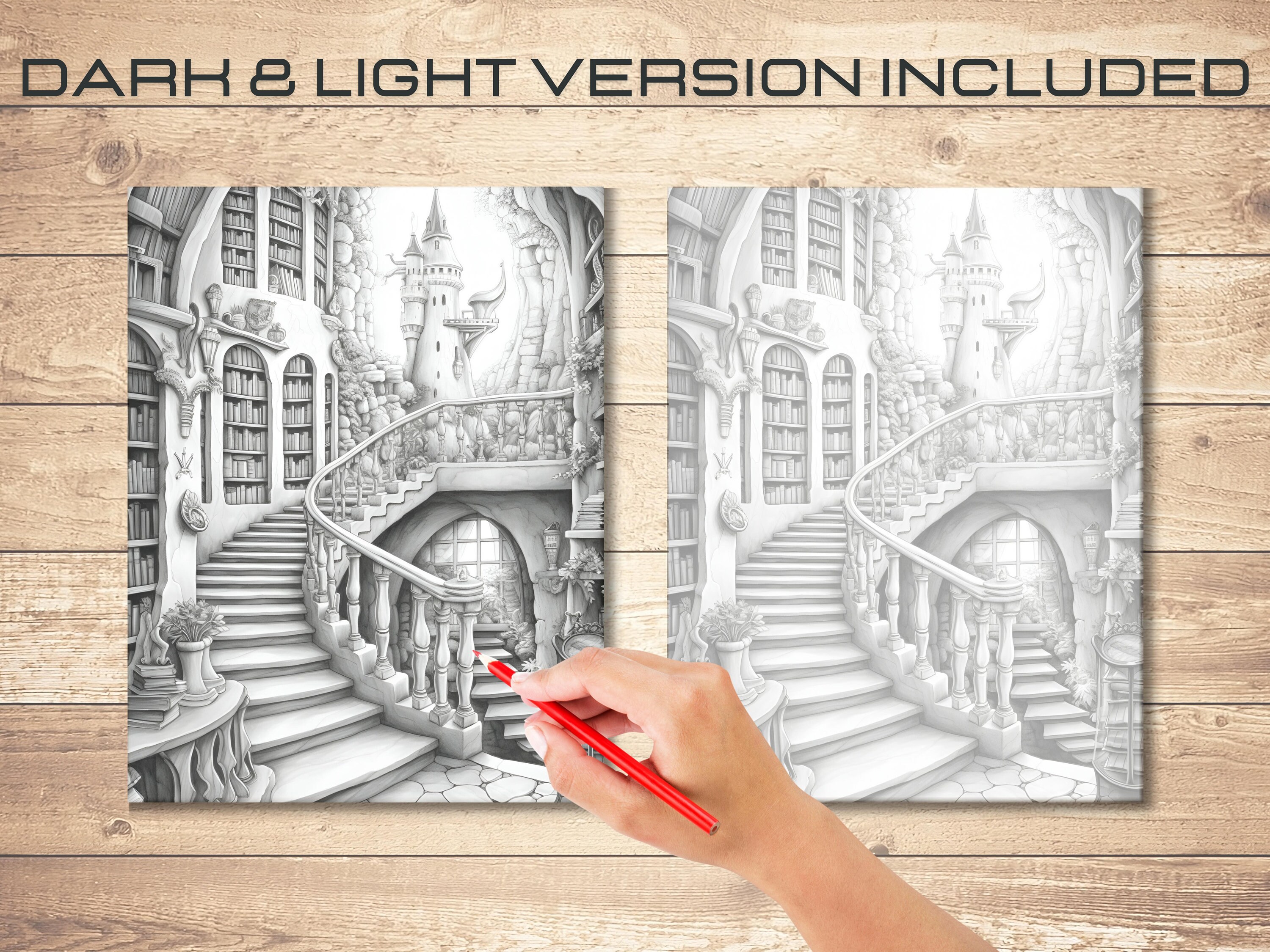 Enchanted Library Coloring Book Adults Coloring Pages - Etsy