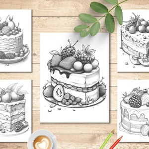 Fruit Cakes Coloring Book | Printable Adult and Kid Coloring Pages ...