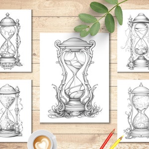 Magical Hourglass Coloring Book: Grayscale Fantasy Art (printable PDF ...