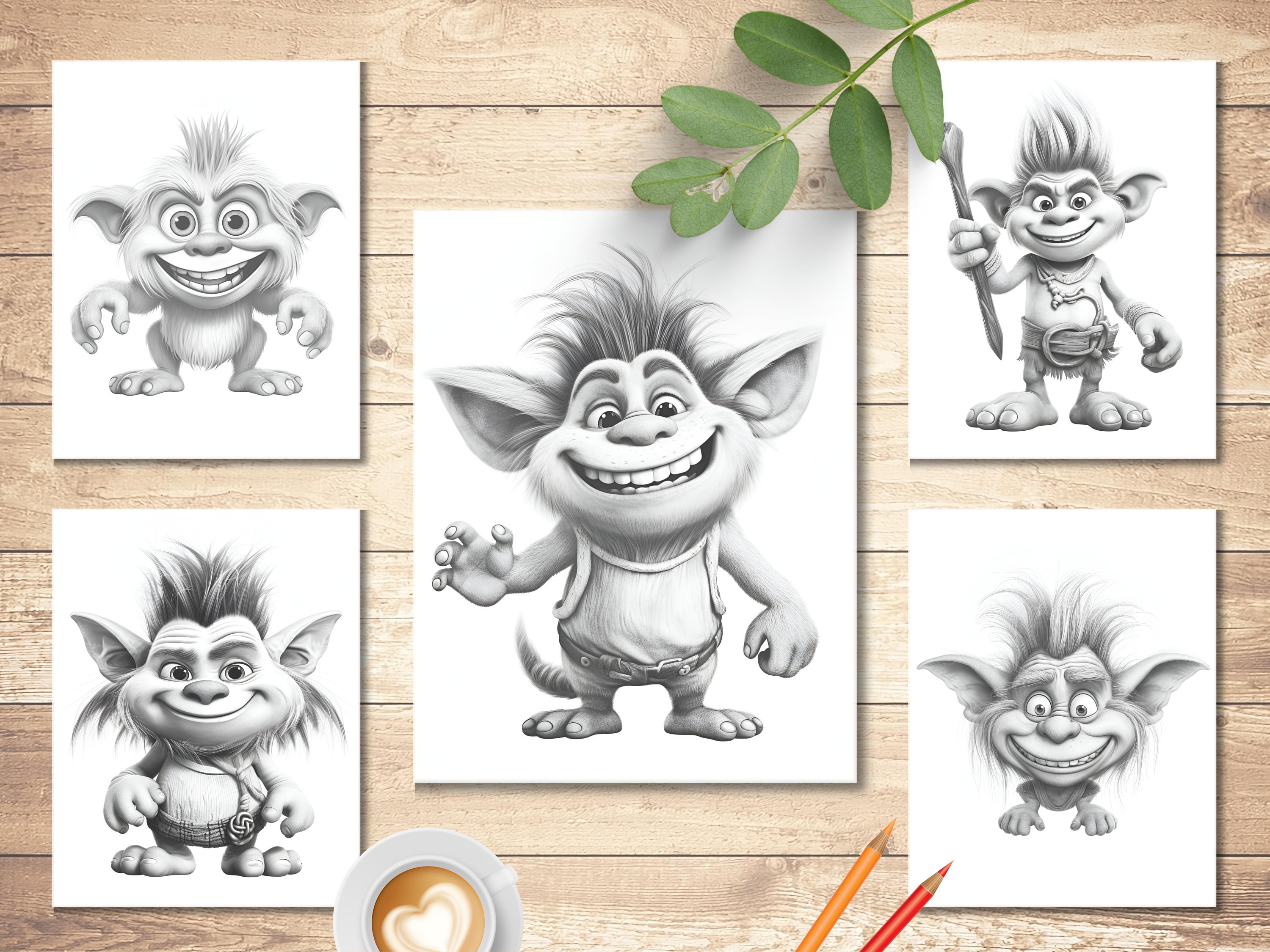 30 Fantasy Cute Troll Coloring Book Printable Adult Kids - Etsy