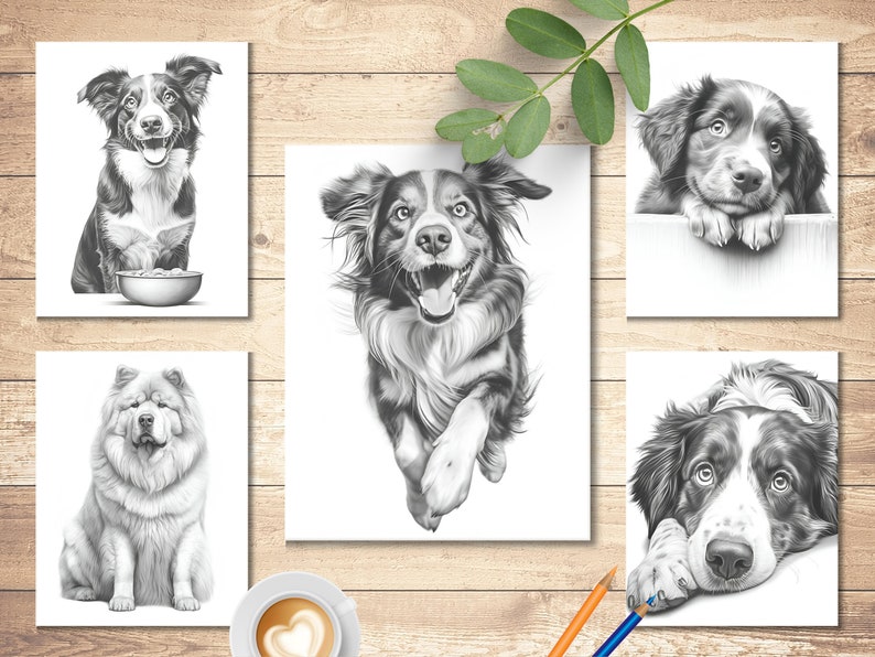 Beautiful Dogs Coloring Books Dog Coloring Pages for Adults - Etsy