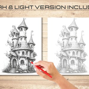 Enchanted Fairy House Coloring Book | Adults Kids Coloring Pages ...
