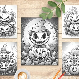 Cute Halloween Pumpkins Coloring Book | Printable Adult Coloring Pages ...