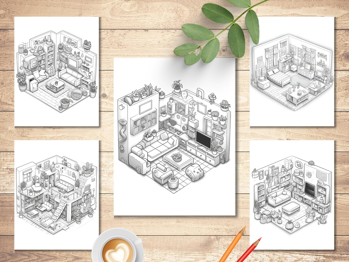 Enchanted Mini House Coloring Book: Grayscale Treehouse (printable PDF ...
